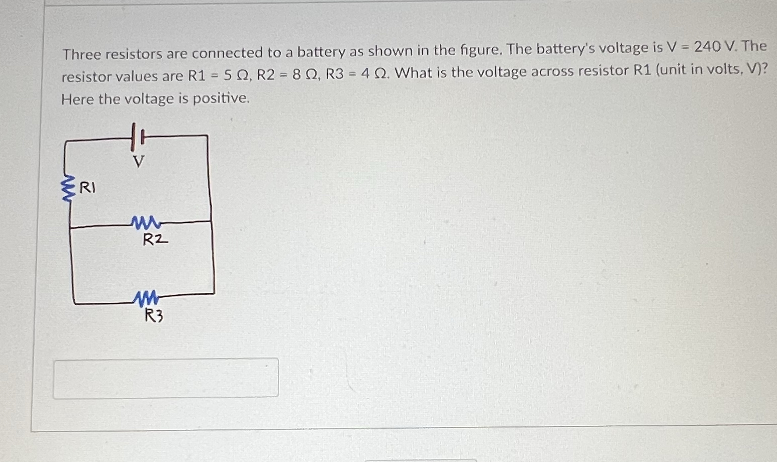 Solved Three resistors are connected to a battery as shown | Chegg.com