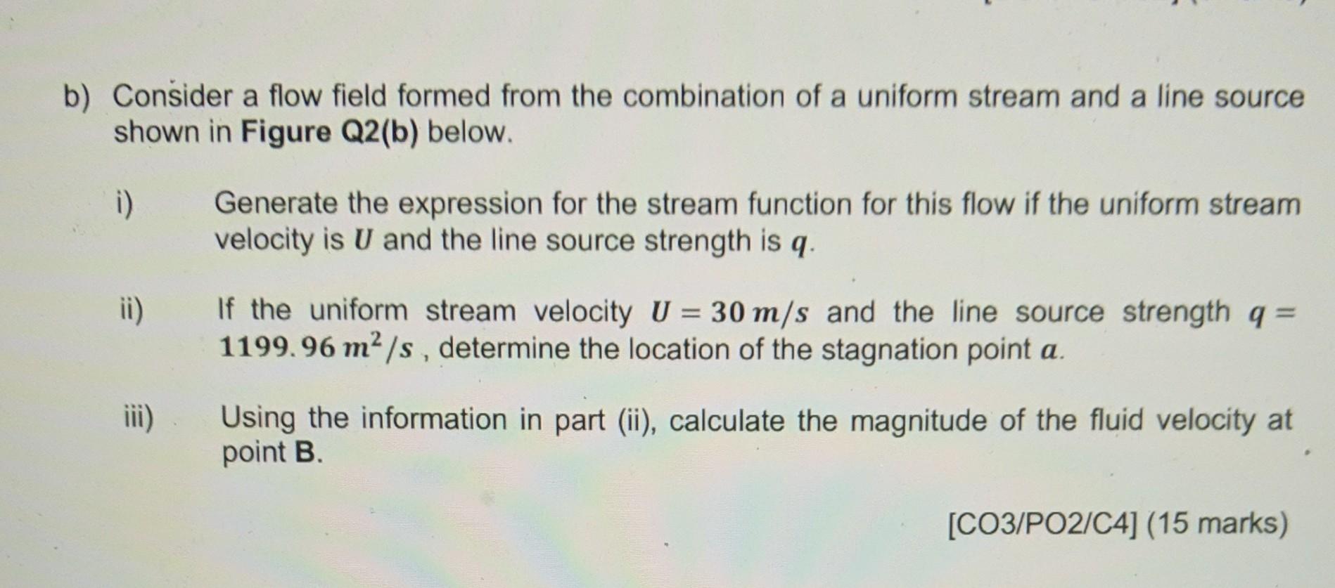 Solved a b) Consider a flow field formed from the | Chegg.com