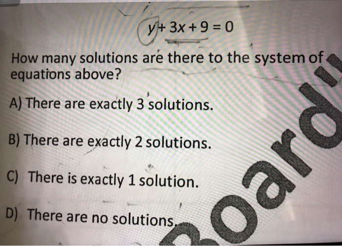 Solved у+ 3x + 9 = 0 How many solutions are there to the | Chegg.com