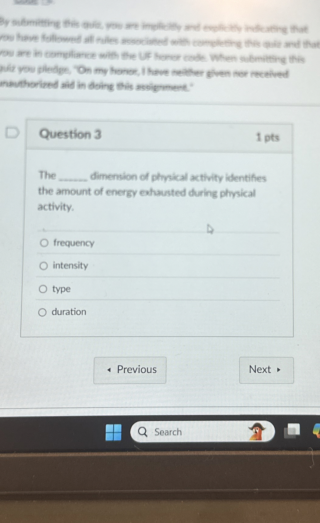 Solved Question 31 ﻿ptsThedimension of physical activity | Chegg.com