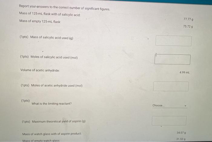Solved Data And Report Submission - Aspirin And Other | Chegg.com