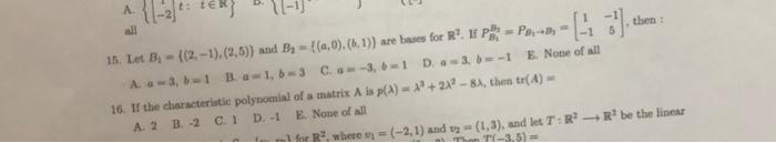Solved A. a=3,b=1 B. a=1,b=3 C. a=−3,b=1 D. a=3,b=−1 E. | Chegg.com