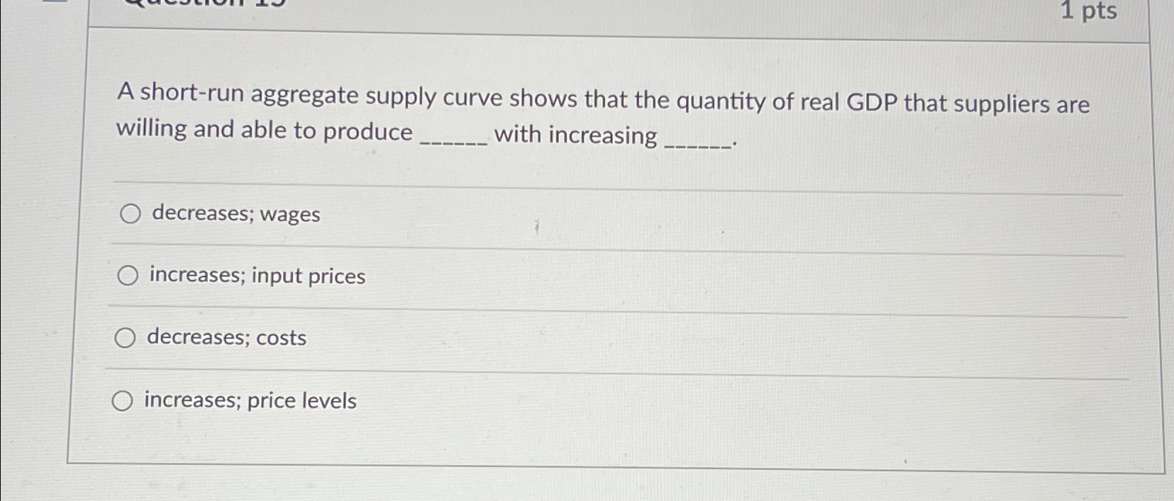 Solved A short-run aggregate supply curve shows that the | Chegg.com