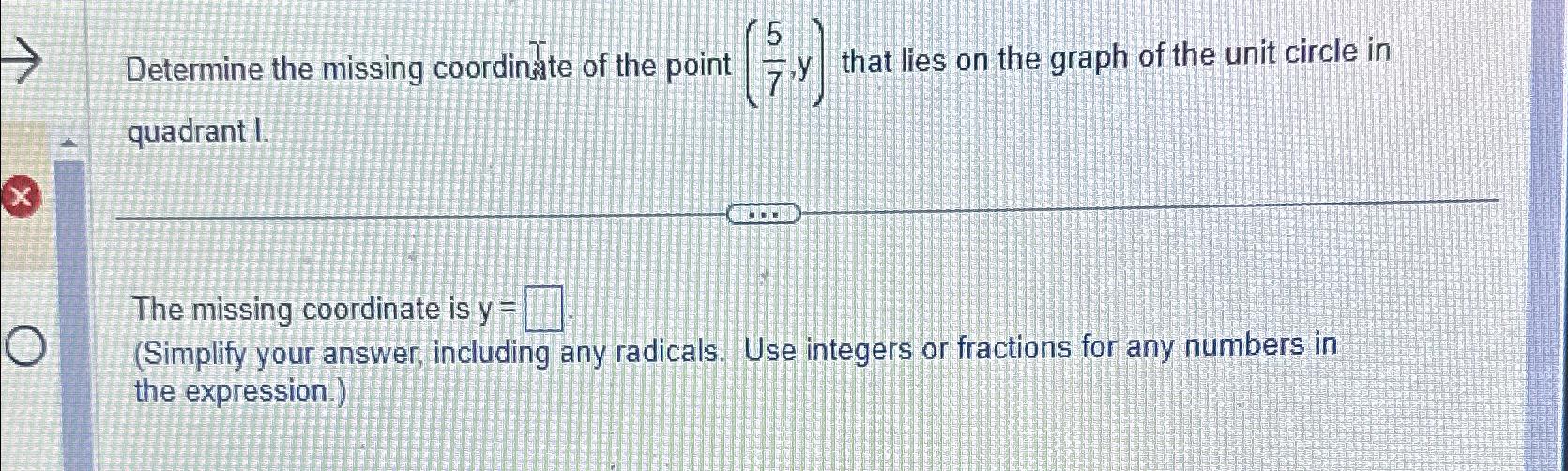 Solved Determine the missing coordinate of the point (57,y) | Chegg.com
