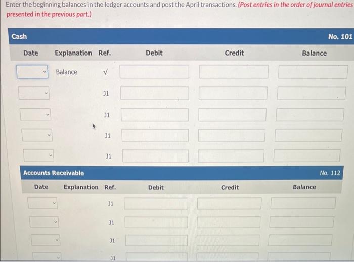 Solved Enter the beginning balances in the ledger accounts | Chegg.com