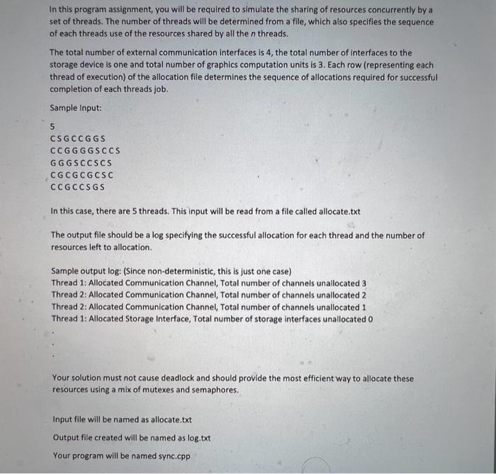 Solved set of threads. The number of threads will be | Chegg.com