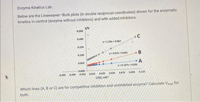Solved Enzyme Kinetics Lab Below are the Lineweaver-Burk | Chegg.com