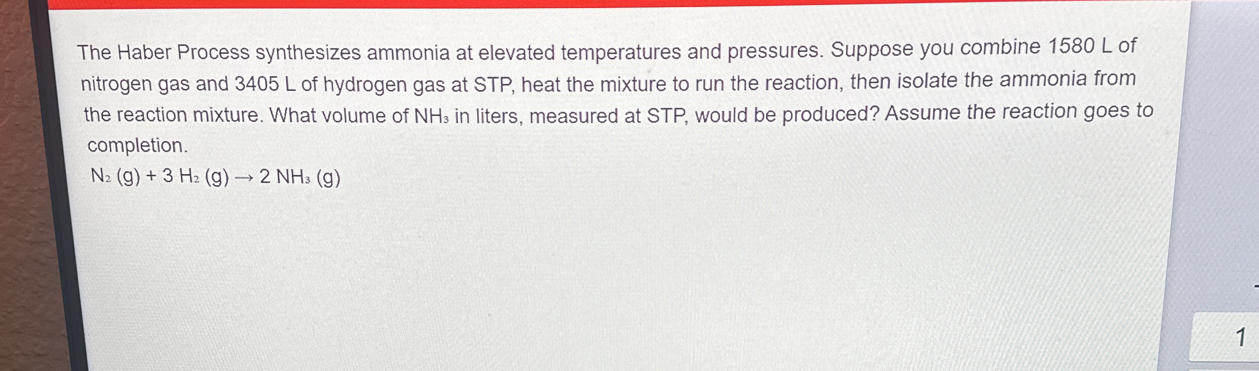 The Haber Process synthesizes ammonia at elevated | Chegg.com