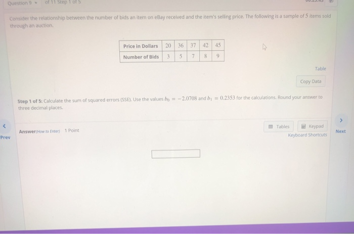 Solved part 1) calculate the sum of errors (SSE) use the | Chegg.com