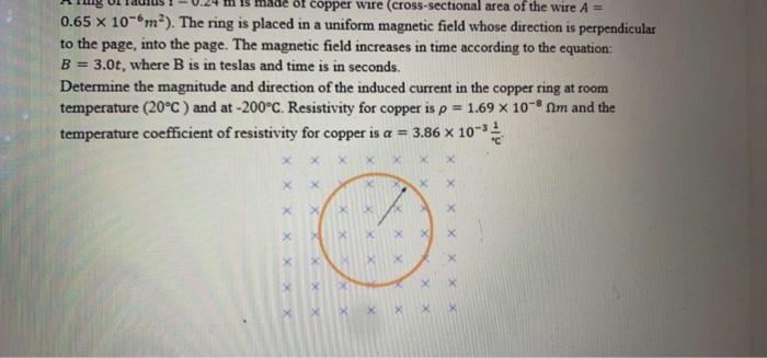 Solved of copper wire (cross-sectional area of the wire A = | Chegg.com
