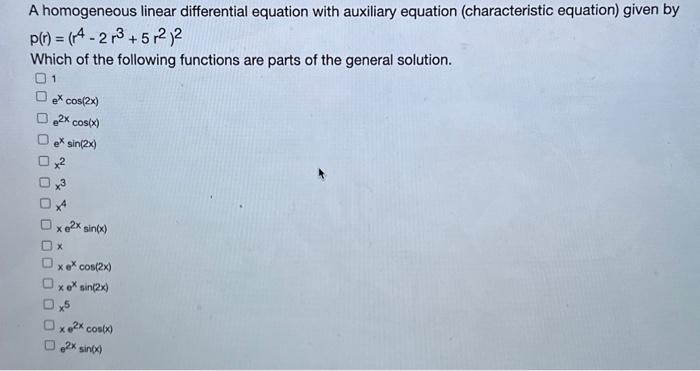 Solved A homogeneous linear differential equation with | Chegg.com