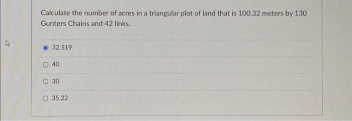 Solved 4 Calculate the number of acres in a triangular plot | Chegg.com