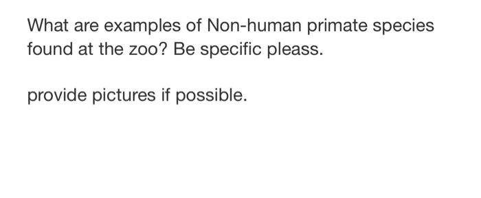 Solved What are examples of Non-human primate species found | Chegg.com