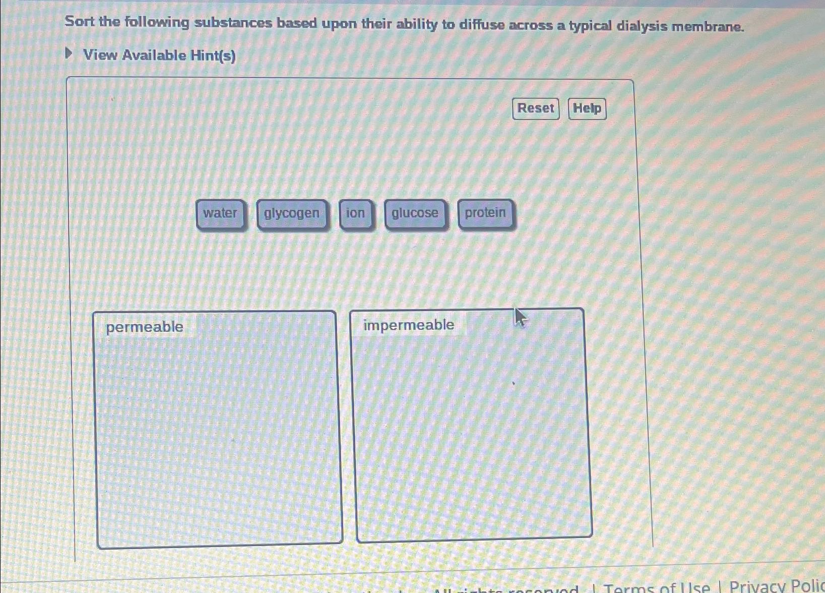 Solved Sort the following substances based upon their | Chegg.com