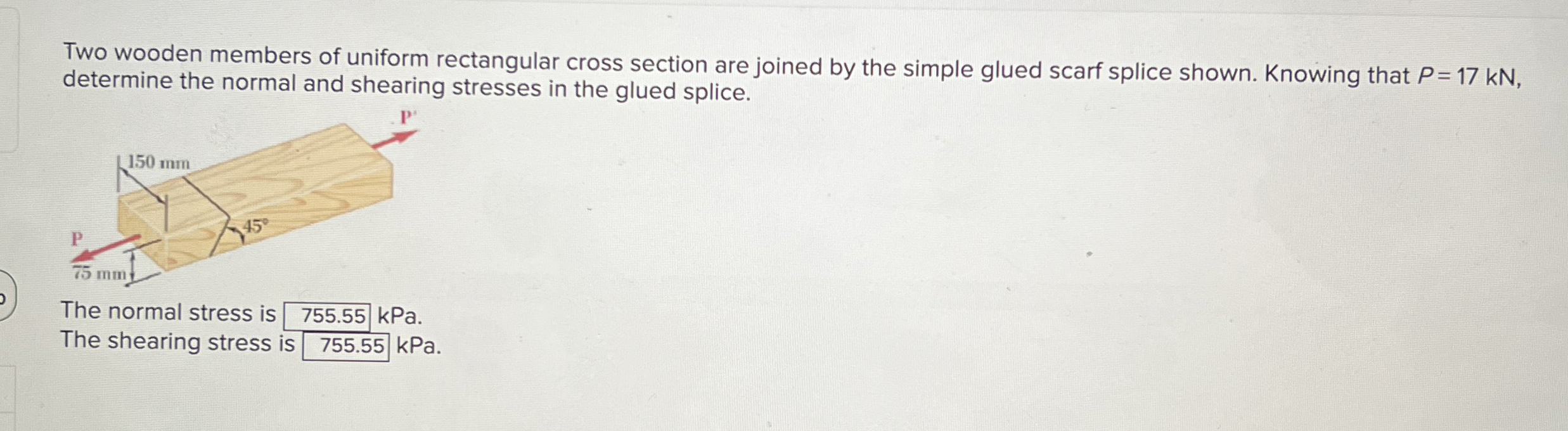 Solved Two wooden members of uniform rectangular cross | Chegg.com