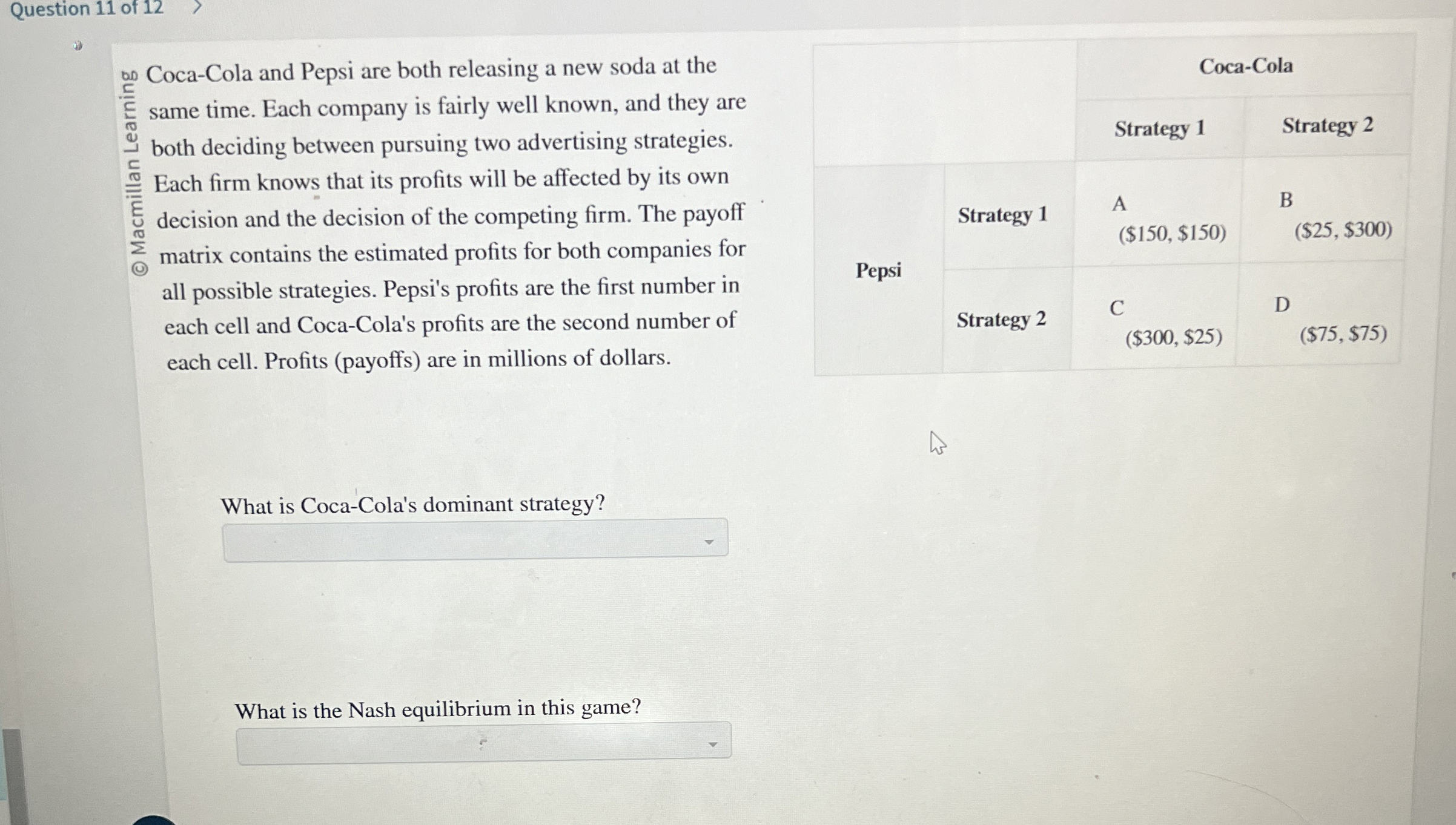 Solved Question 11 ﻿of 12Doca-Cola and Pepsi are both | Chegg.com