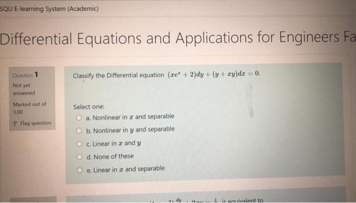 Solved SQU E-learning System (Academic) Differential | Chegg.com