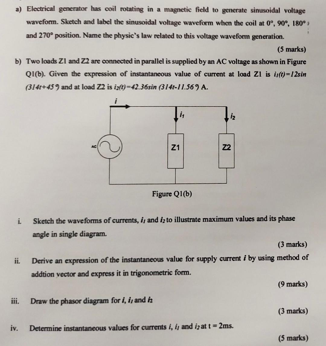 Solved a) Electrical generator has coil rotating in a | Chegg.com