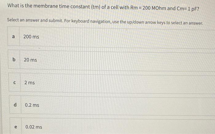 Solved What is the membrane length constant (lm) of a cell | Chegg.com