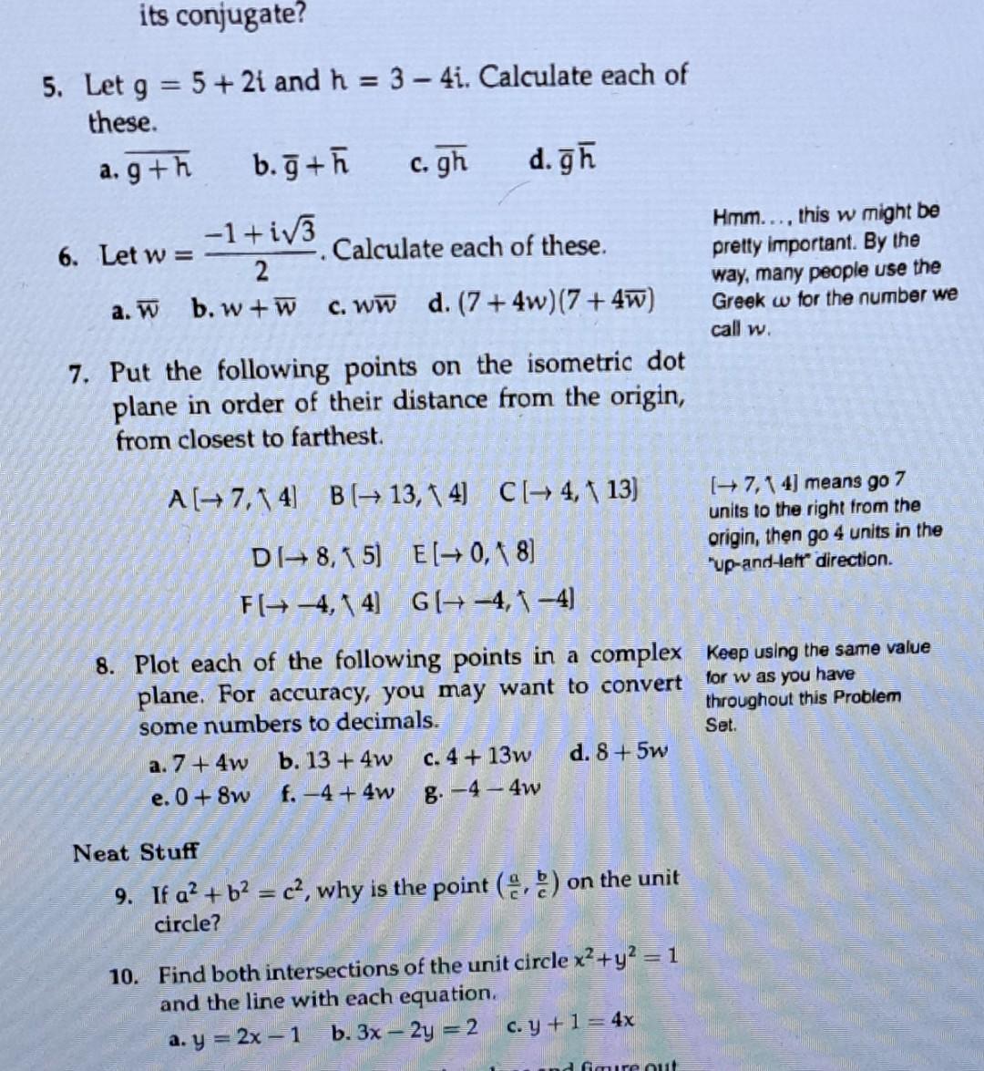 Solved 5. Let g=5+2i and h=3−4i. Calculate each of these. a. | Chegg.com