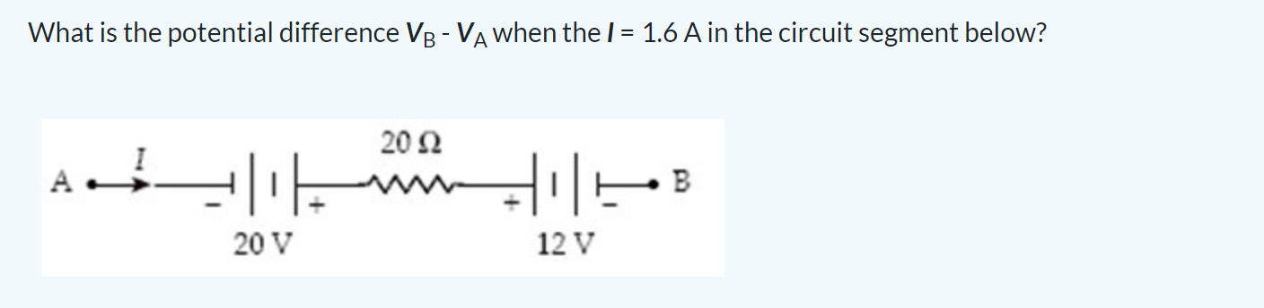 Solved What is the potential difference VB-VA ﻿when the | Chegg.com