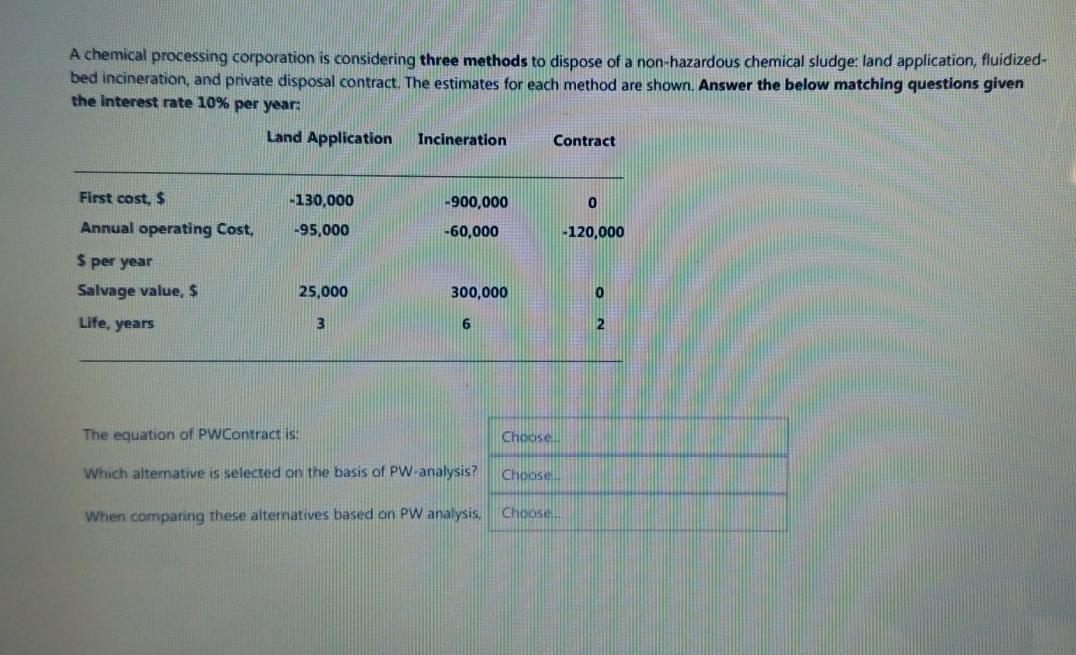 Solved A chemical processing corporation is considering | Chegg.com