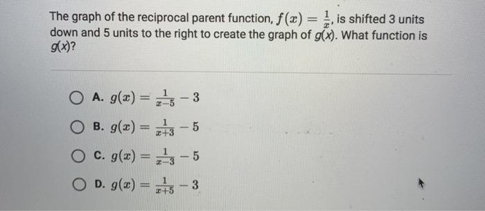 Solved The graph of the reciprocal parent function, f(x) = | Chegg.com