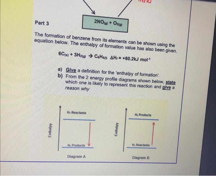 Solved Part 3 The formation of benzene from its elements can | Chegg.com