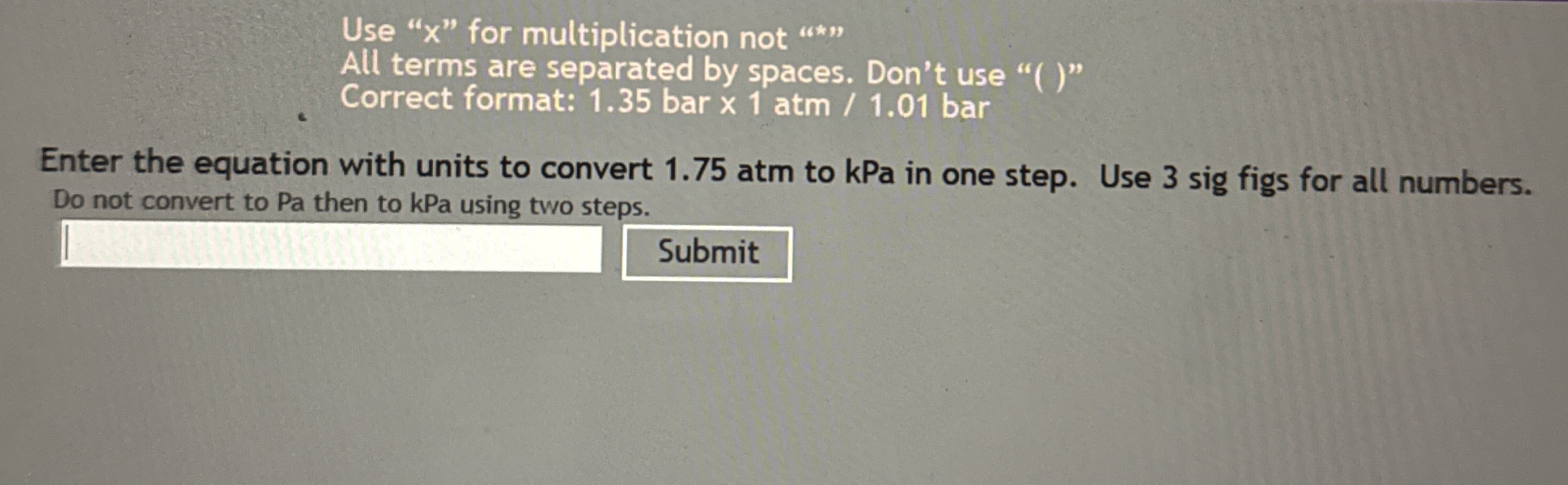 Solved Use "x" ﻿for multiplication not "*"All terms are | Chegg.com