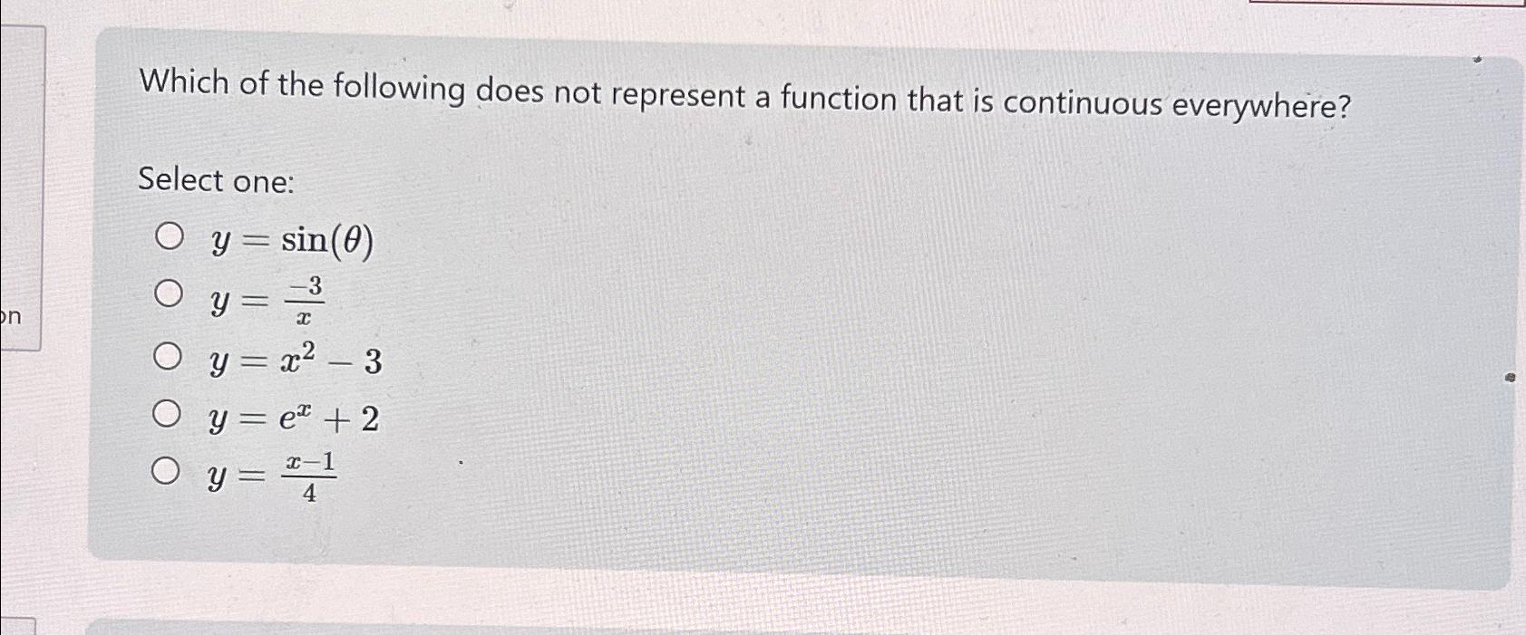 Solved Which of the following does not represent a function | Chegg.com