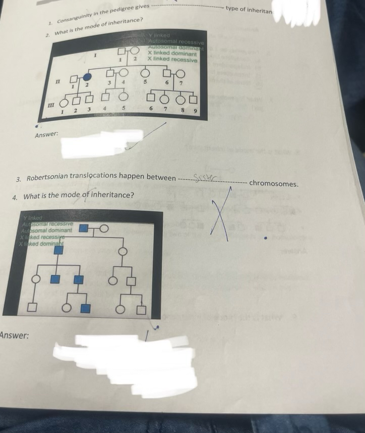 Solved Consanguinity in the pedigree gives type of | Chegg.com
