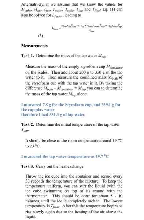 Solved Goal. Predict the final temperature Time of a mixture | Chegg.com