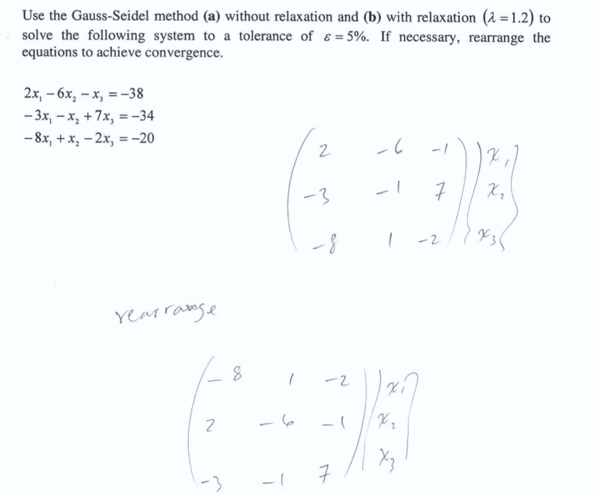 Solved Use the Gauss-Seidel method (a) ﻿without relaxation | Chegg.com