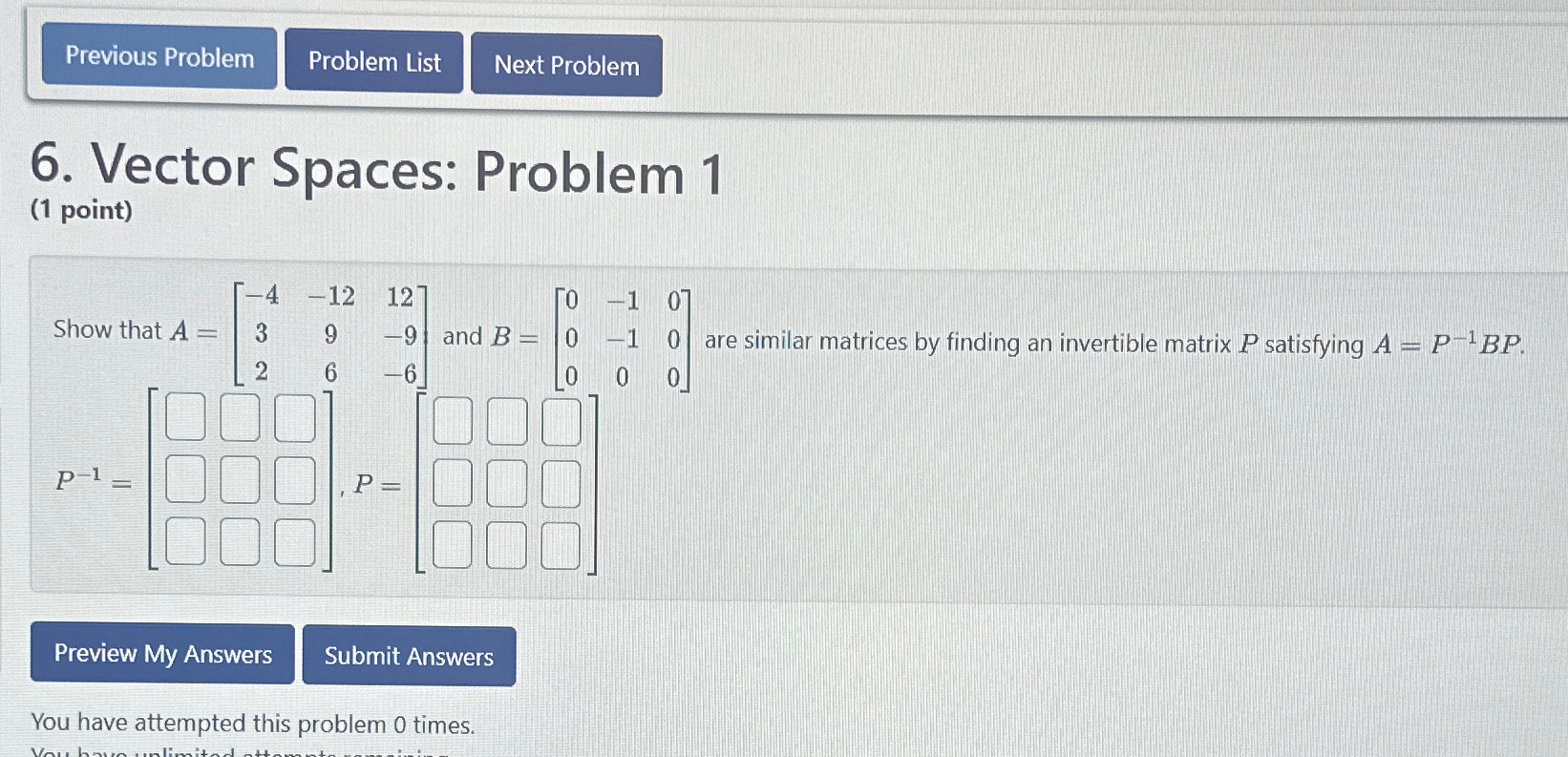 Solved Vector Spaces: Problem 1(1 ﻿point)Show that | Chegg.com