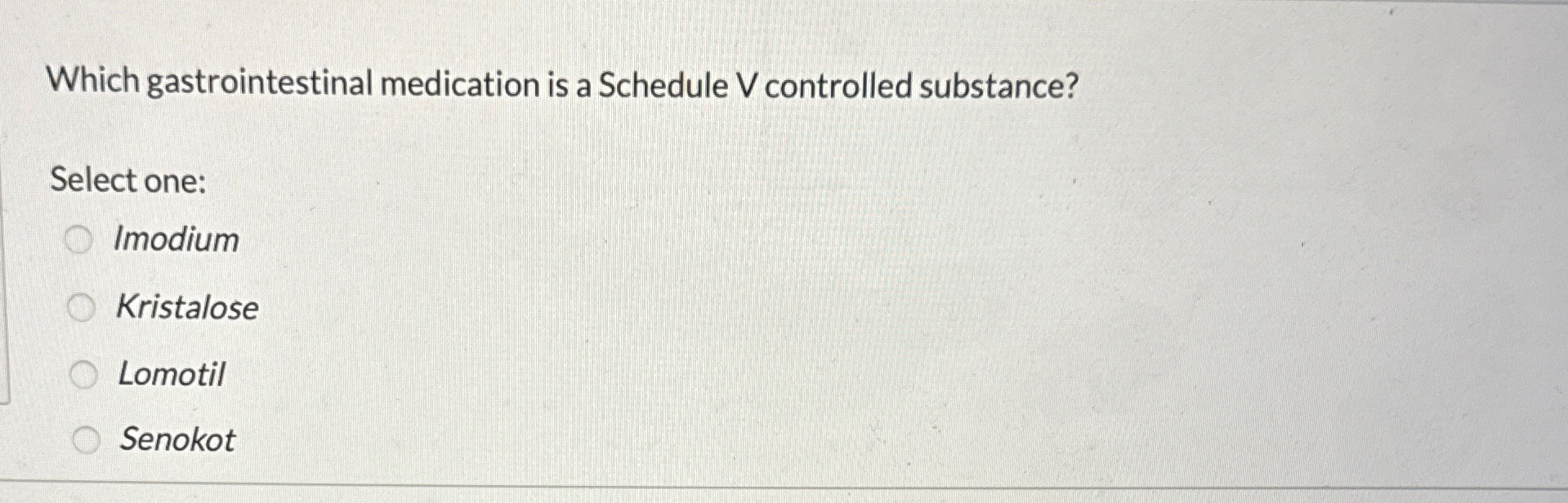 Solved Which gastrointestinal medication is a Schedule V | Chegg.com