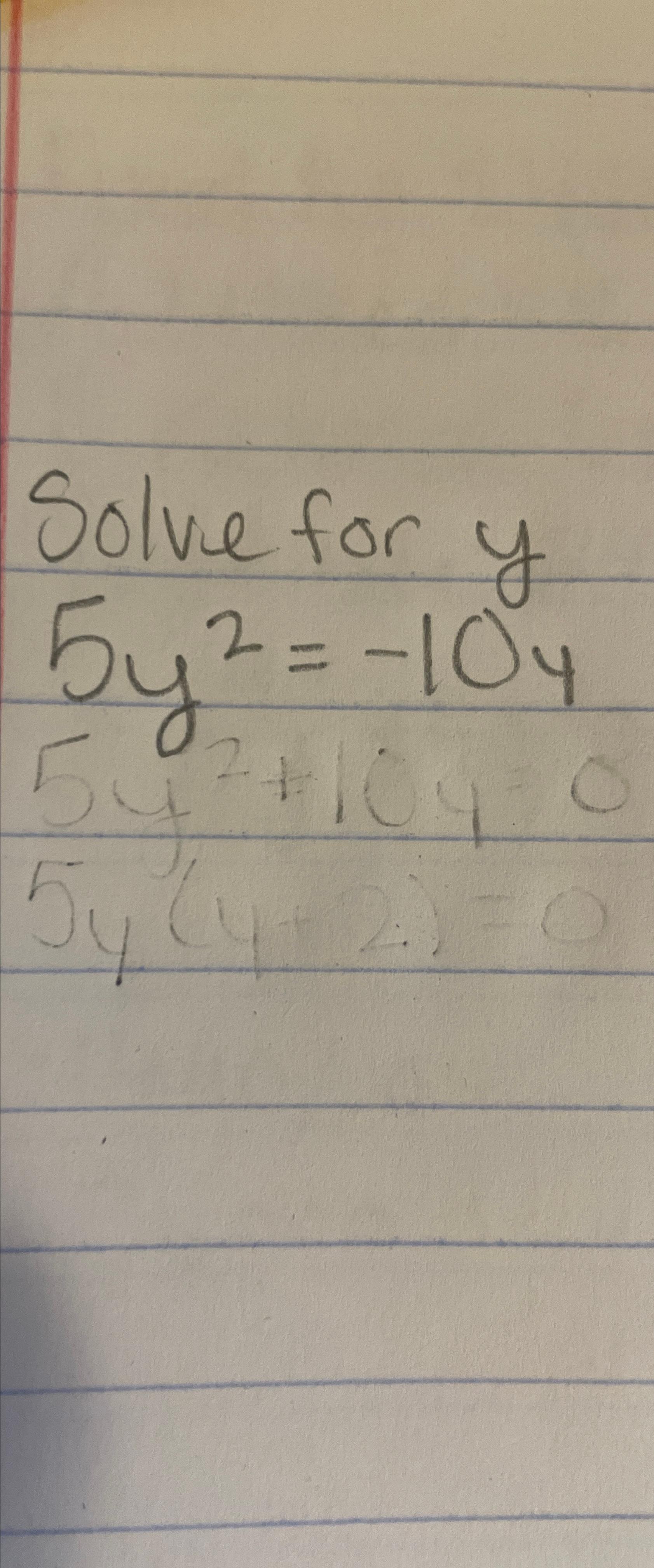 Solved Solve for y5y2=-10y | Chegg.com