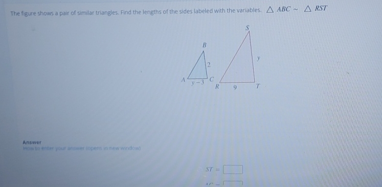 Solved The figure shows a pair of similar triangles. Find | Chegg.com