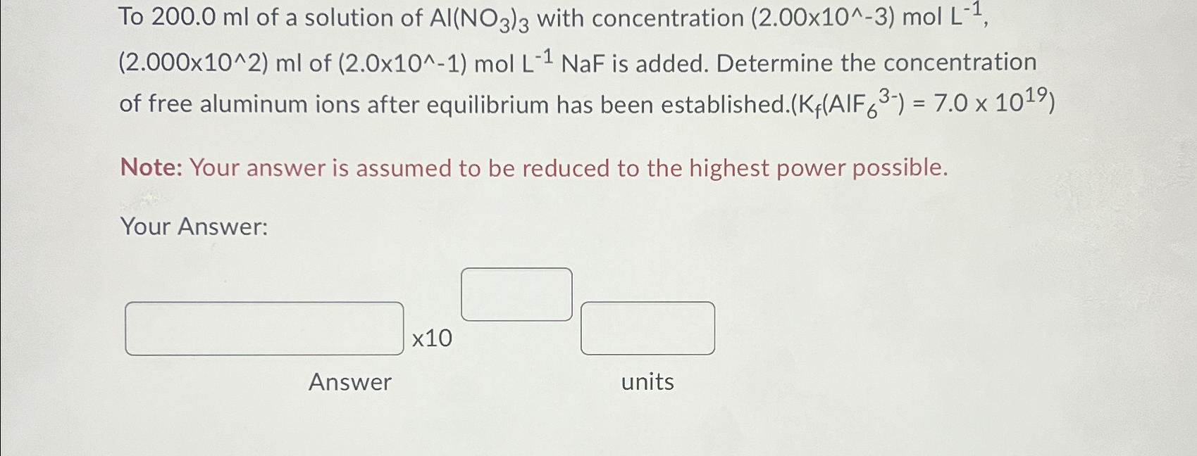Solved To 200.0ml ﻿of a solution of Al(NO3)3 ﻿with | Chegg.com