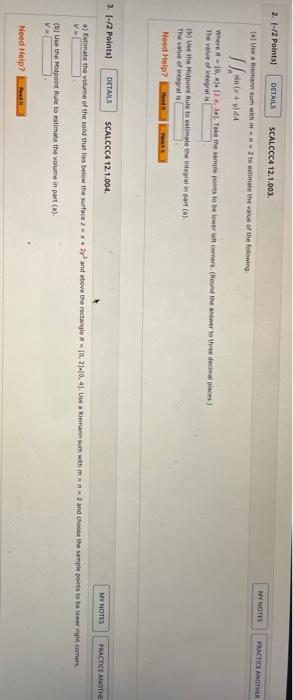 Solved 2. 1-/2 Points DETAILS SCALCCC4 12.1.003. MY NOTES | Chegg.com Solved 2. 1-/2 Points DETAILS SCALCCC4 12.1.003. MY NOTES | Chegg.com