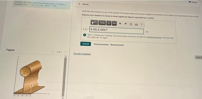 Solved r = 3 in a = 4 in b = 10 in | Chegg.com