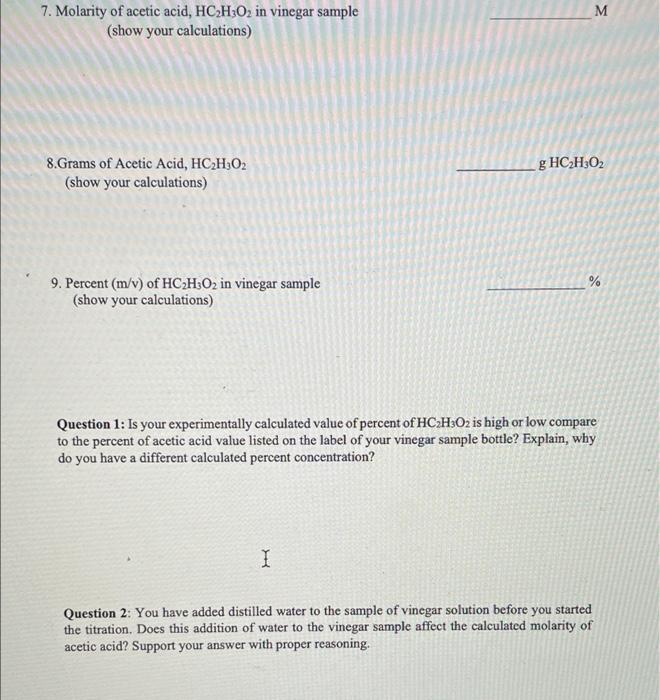 Solved Data Sheet Volumetric Analysis- Acid-Base Titration | Chegg.com