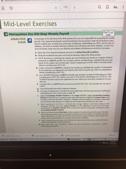 Solved ( 193 QAA Mid-Level Exercises CASE Metropolitan Zoo | Chegg.com