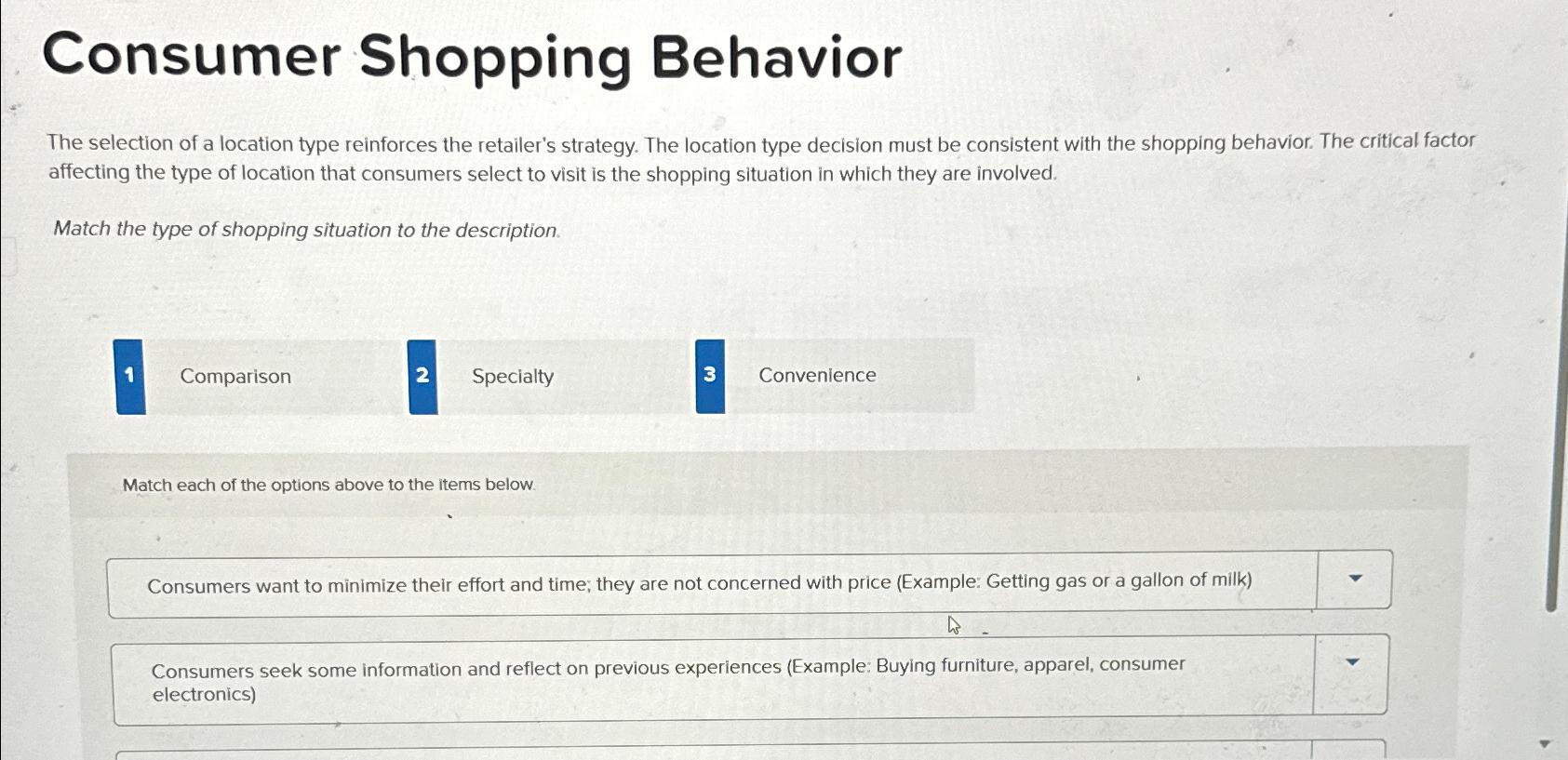 Solved Consumer Shopping BehaviorThe selection of a location | Chegg.com