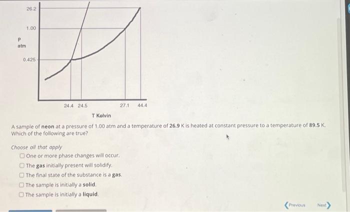 Solved P atm 26.2 1.00 0.425 24.4 24.5 Choose all that apply | Chegg.com