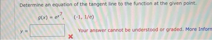 Solved Determine an equation of the tangent line to the | Chegg.com