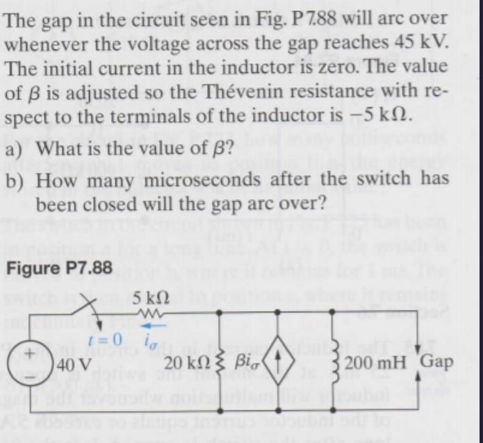 Solved The gap in the circuit seen in Fig. P 7.88 ﻿will arc | Chegg.com