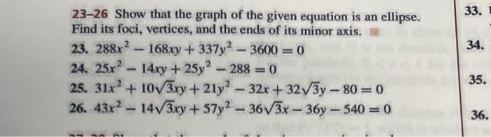 Solved 23−26 Show that the graph of the given equation is an | Chegg.com