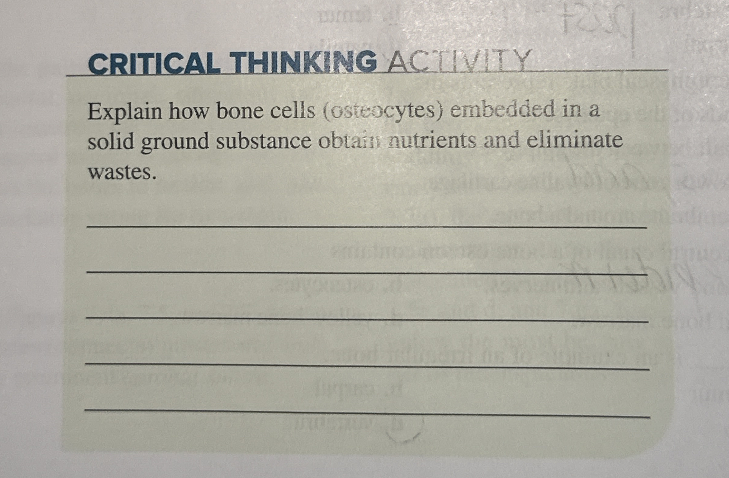 Solved CRITICAL THINKING ACTIVITYExplain how bone cells | Chegg.com