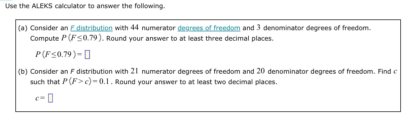 Use the ALEKS calculator to answer the following.(a) | Chegg.com