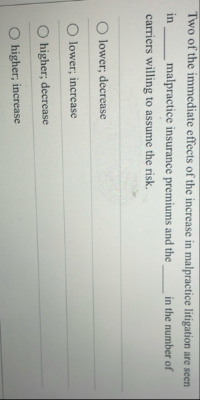 Solved Two of the immediate effects of the increase in | Chegg.com